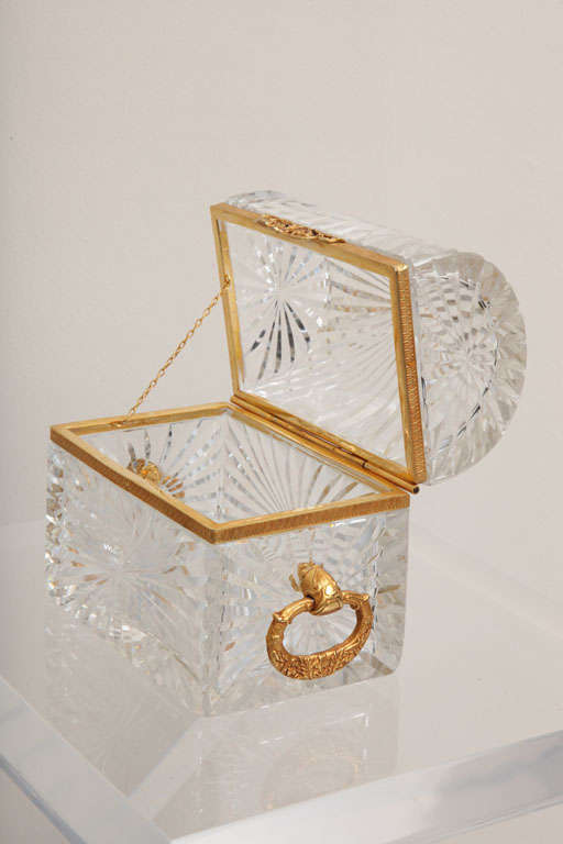 Large Cut Crystal Treasure Chest with Doré Bronze Mounts and Handles at ...