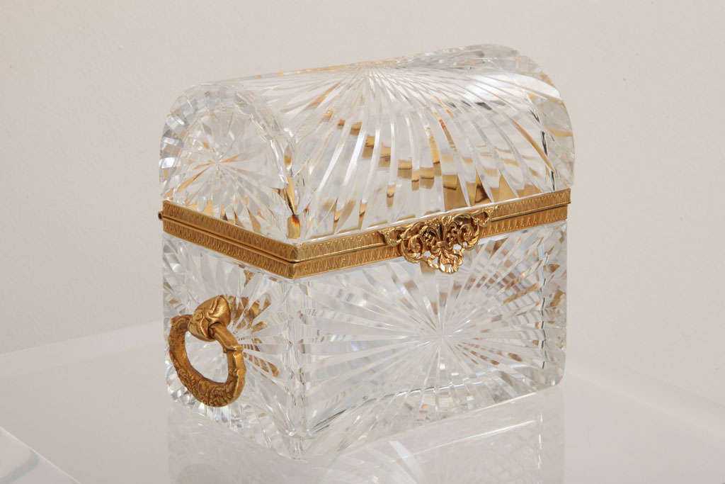 Large Cut Crystal Treasure Chest with Doré Bronze Mounts and Handles at ...