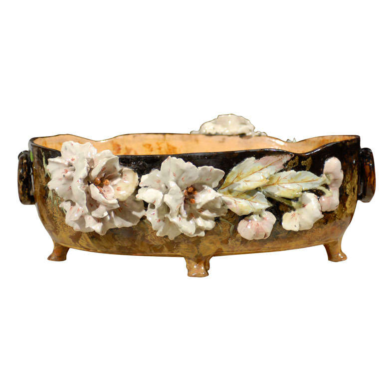19th Century French Barbotine Jardiniere at 1stDibs