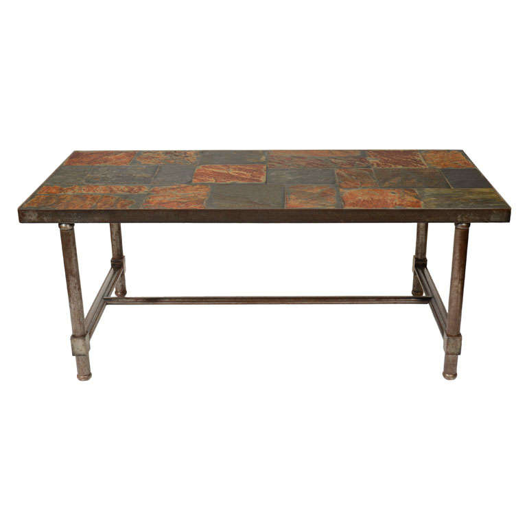 Round-Leg Stone Top Table at 1stDibs