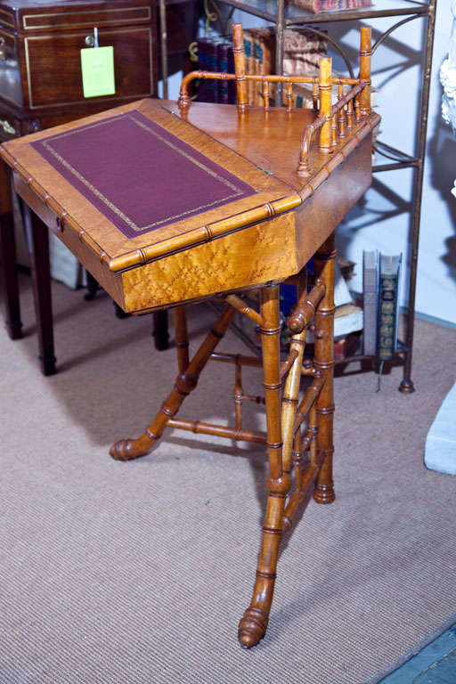 Maple Faux Bamboo Corner Desk at 1stDibs | corner desk maple
