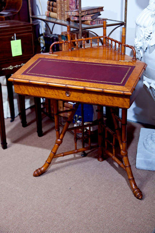 Maple Faux Bamboo Corner Desk at 1stDibs | corner desk maple