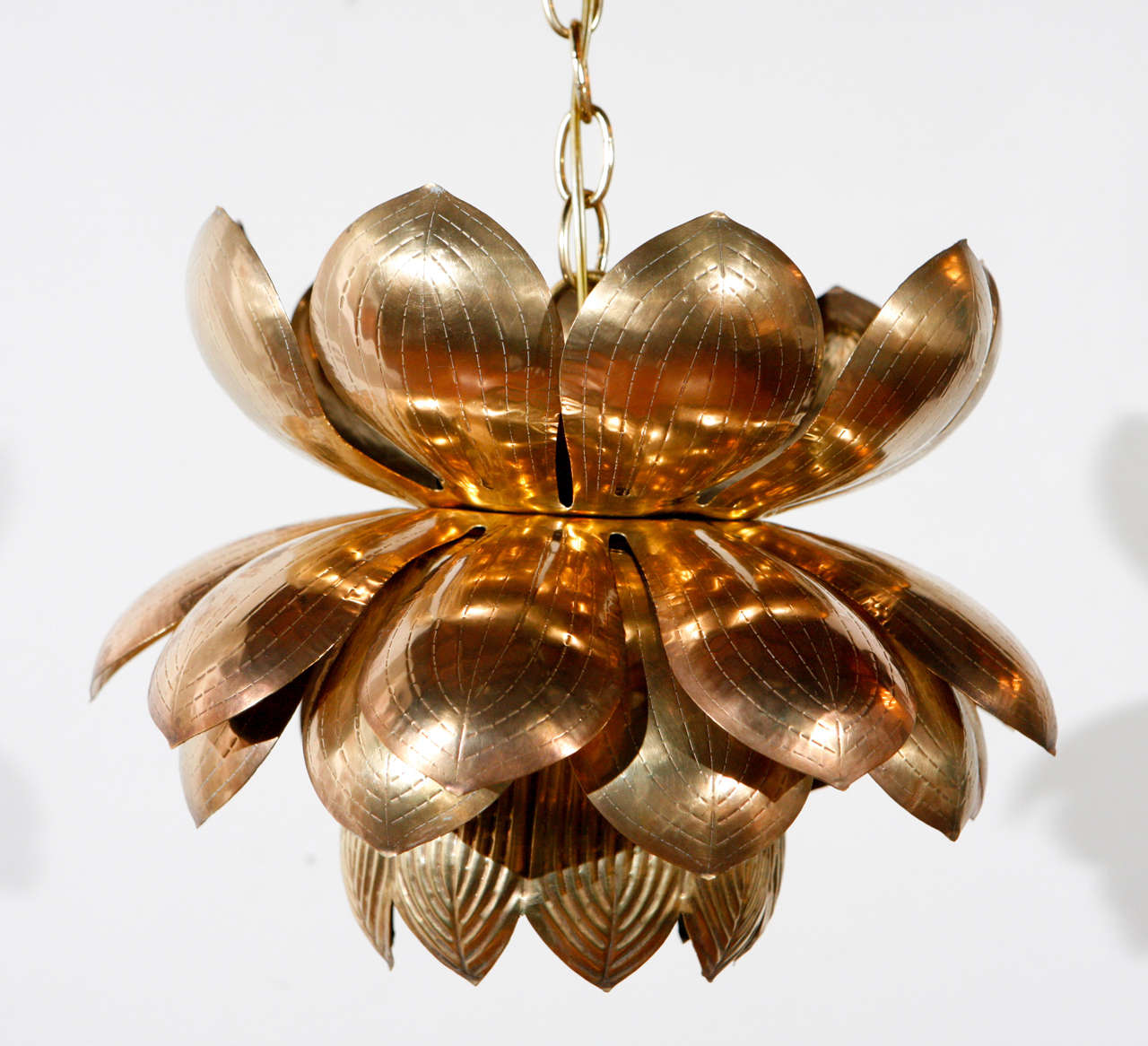 Brass Lotus Pendant For Sale at 1stDibs