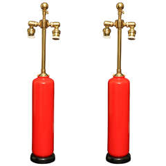 Chinese Rouge Colored Porcelain Lamps For Sale at 1stDibs