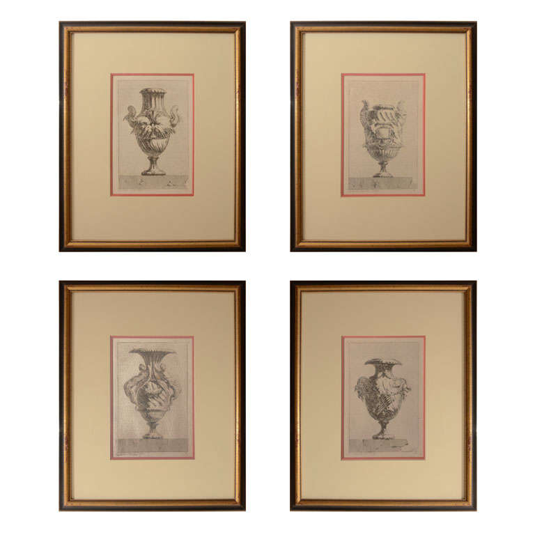 Suite of 4 Neoclassical Etchings of Urns by Salz dated 1745 at 1stDibs