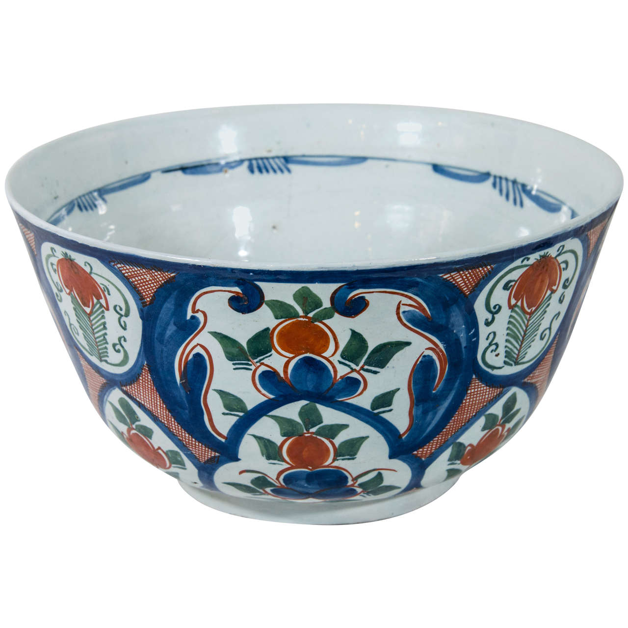18th Century Dutch Delft Bowl Painted in Polychrome Colors at 1stDibs