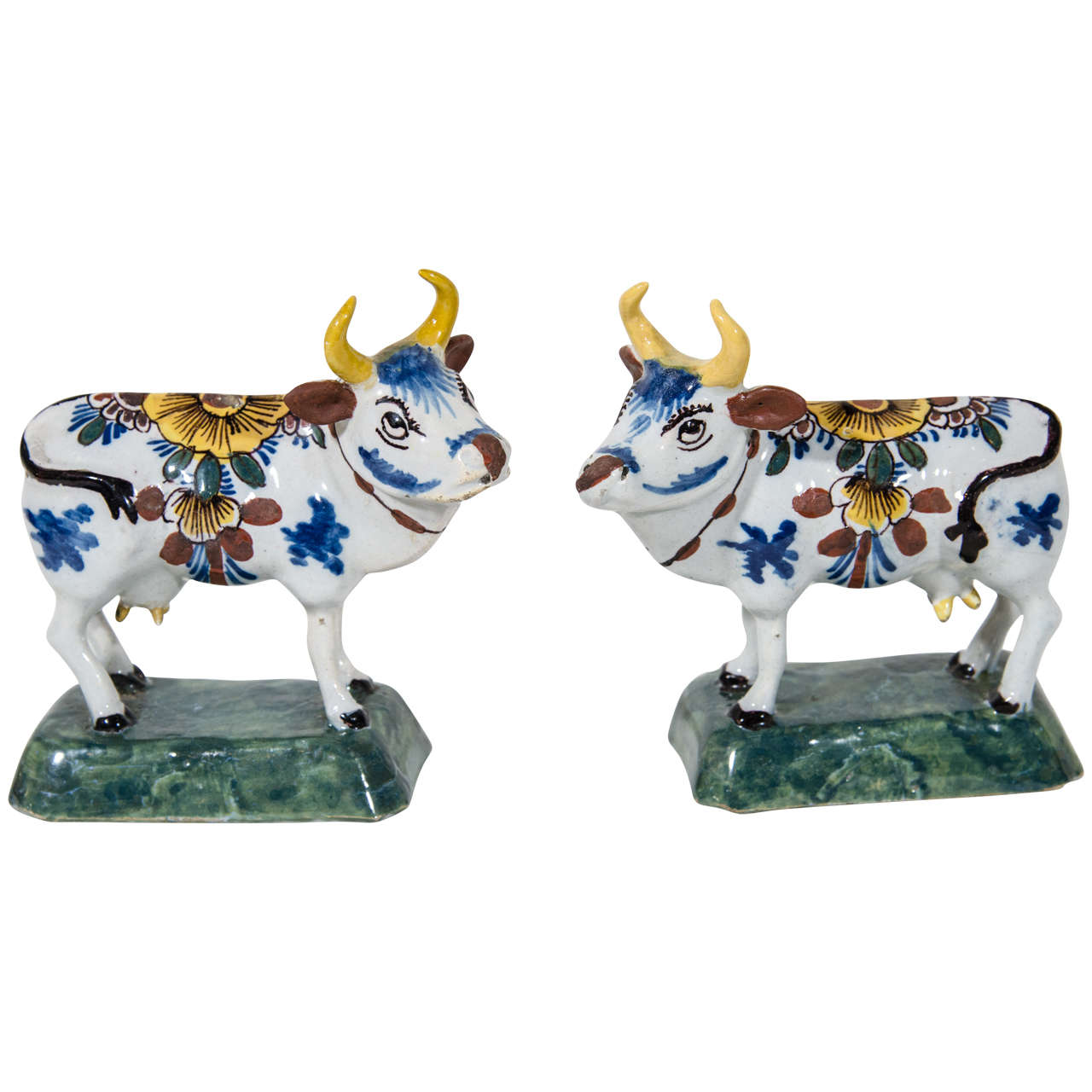Pair of Dutch Delft Cows at 1stDibs