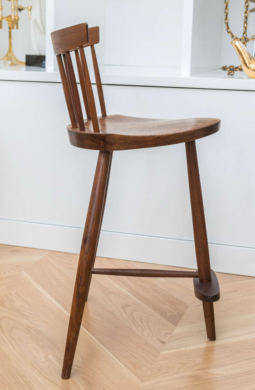 George Nakashima Walnut Mira Stool For Sale at 1stDibs
