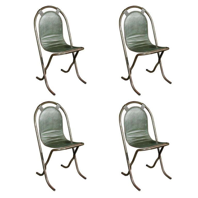 1940s Pair of Unique English Metal Arch Back Chairs For Sale at 1stdibs