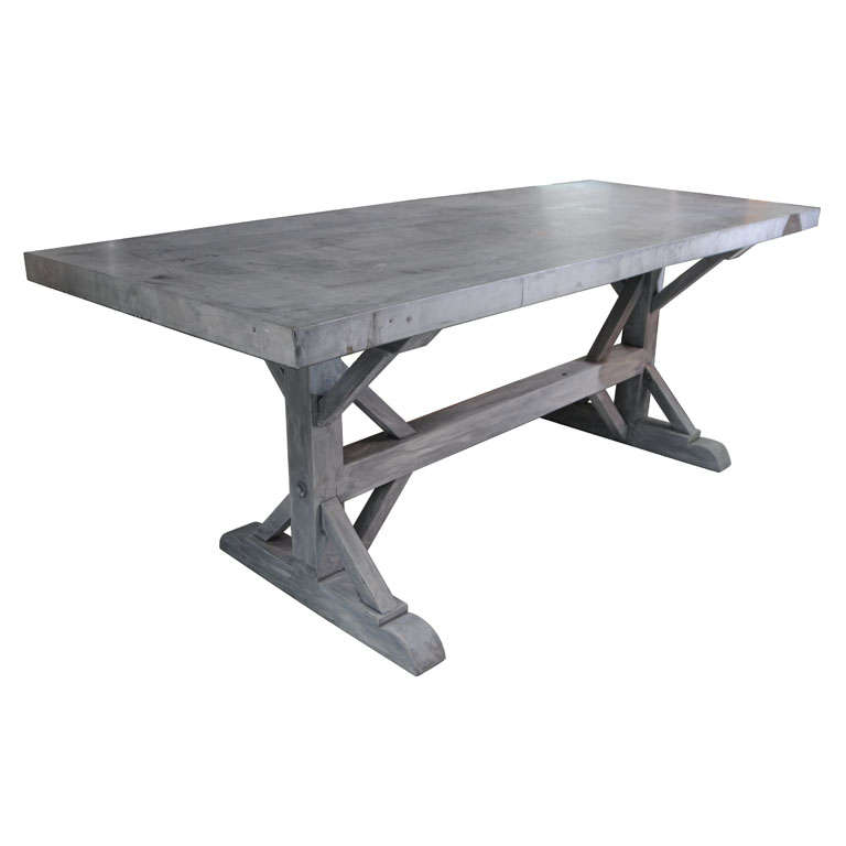 Zinc Topped Farm Table at 1stDibs