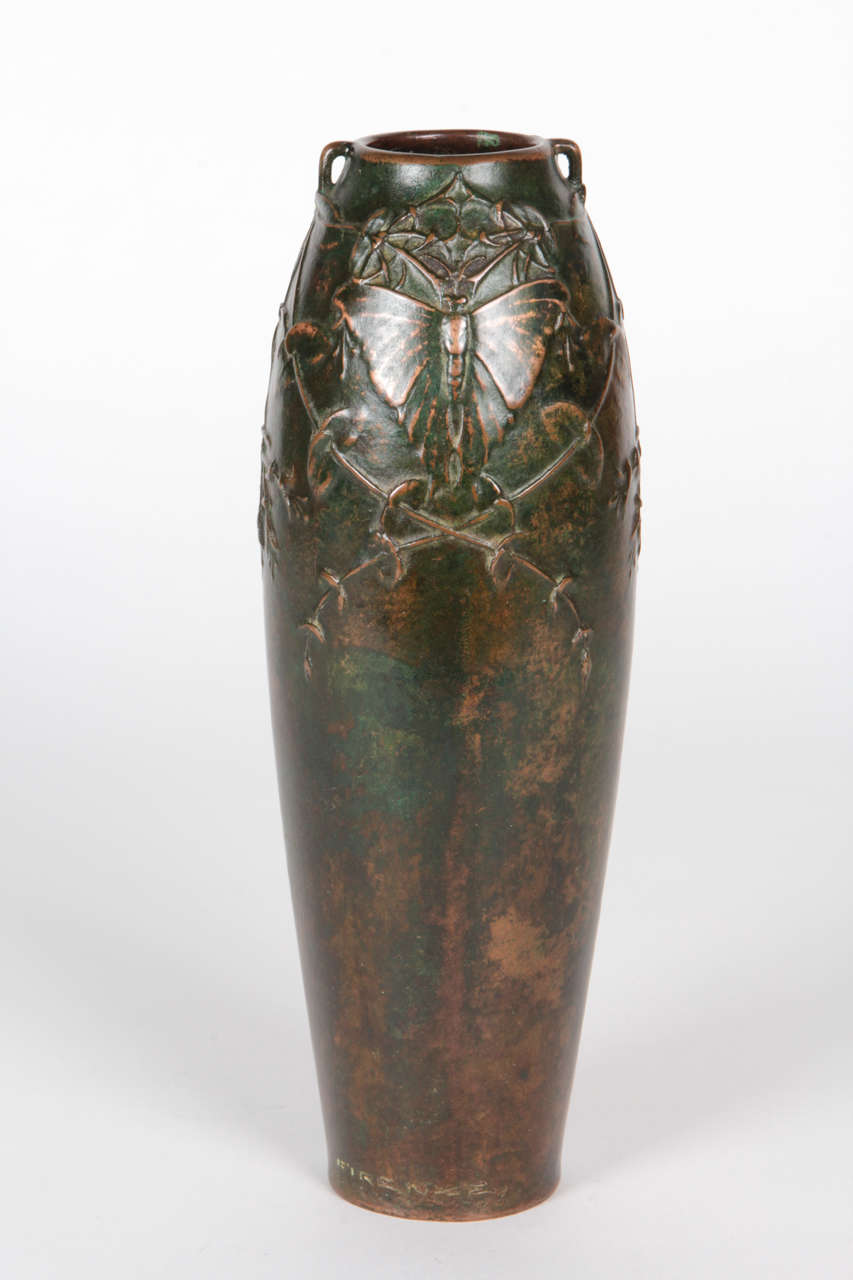 Hugo Elmquist Sweden Art Nouveau Butterfly vase c. 1904 For Sale at 1stDibs
