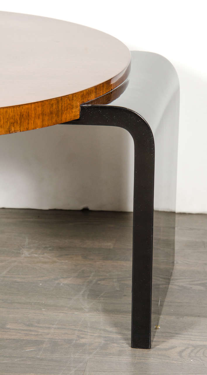 Streamline Art Deco Occasional Table in Walnut and Black Lacquer by ...
