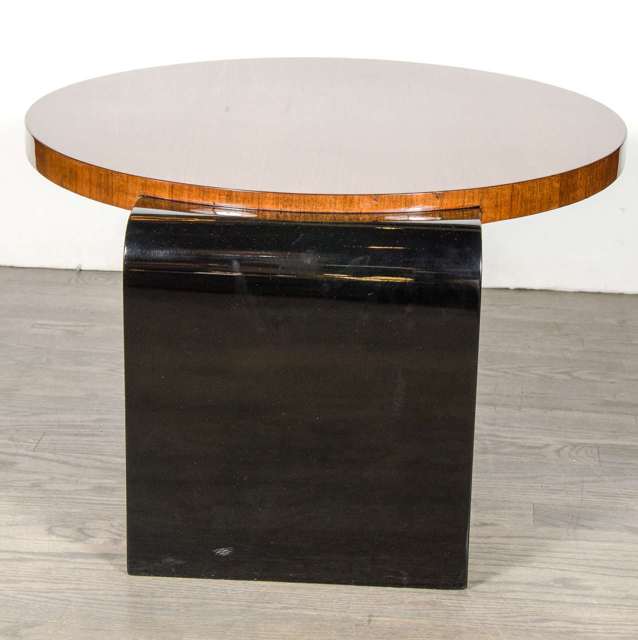 Streamline Art Deco Occasional Table in Walnut and Black Lacquer by ...