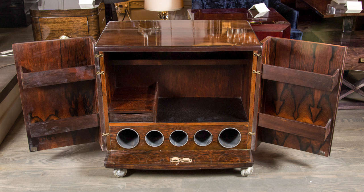 Mid-Century Modernist Bookmatched Rosewood Flip-Top Bar Cabinet at ...