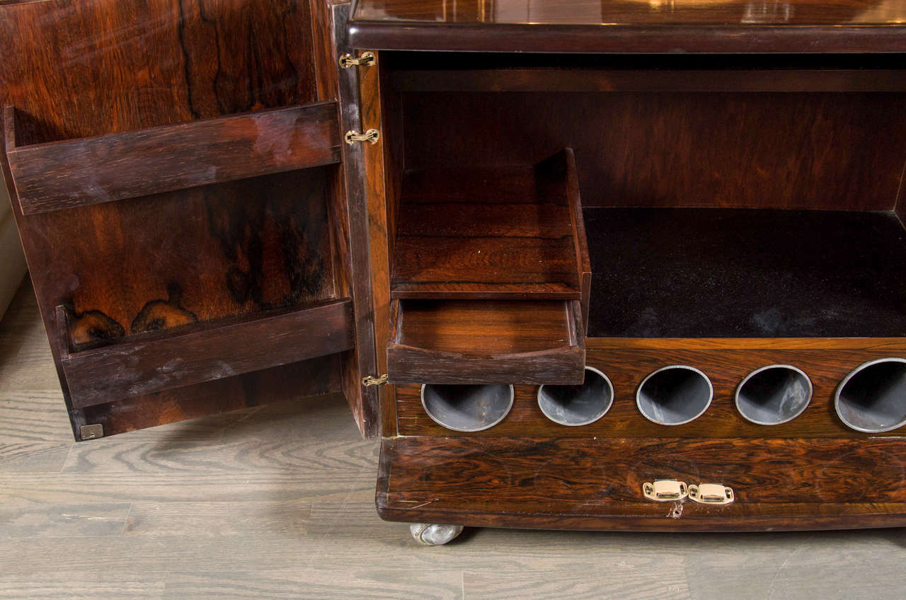 Mid-Century Modernist Bookmatched Rosewood Flip-Top Bar Cabinet at ...