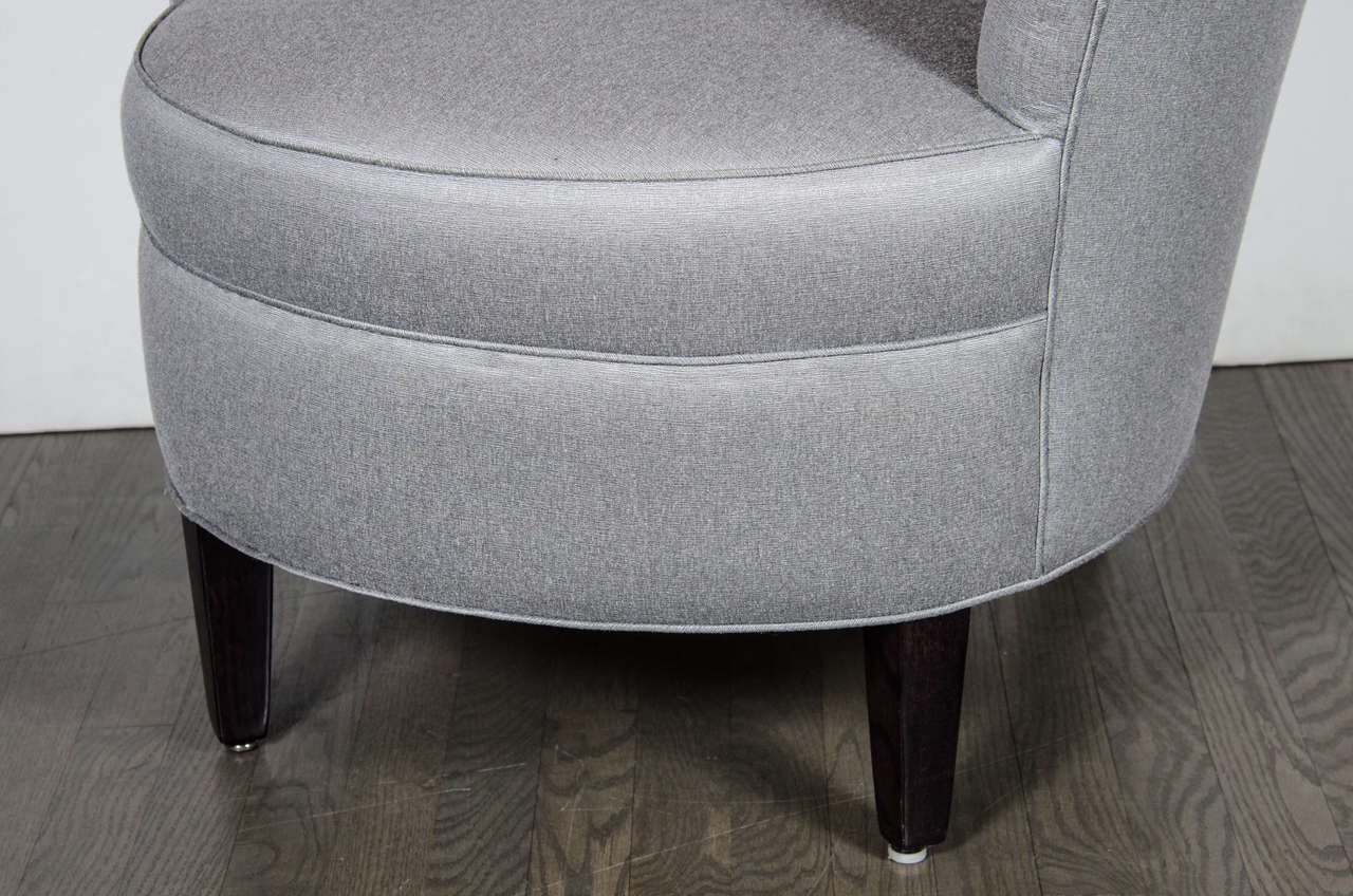 Glamorous Pair of 1940s Asymmetrical Fan Back Chairs in Platinum ...