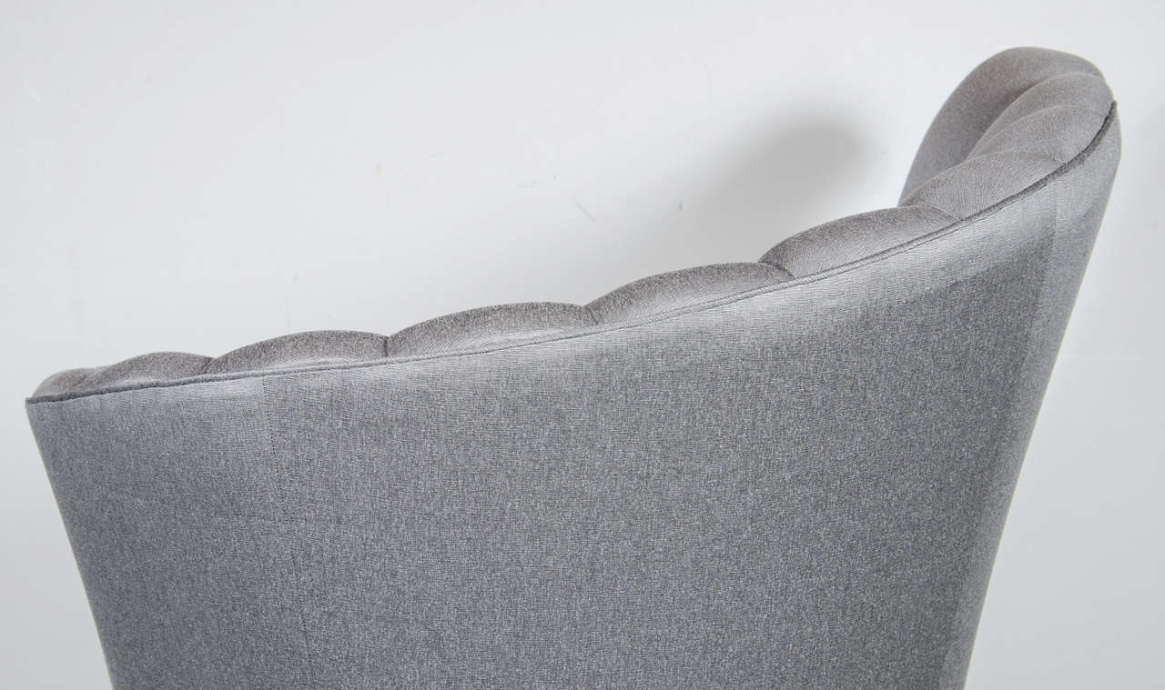 Glamorous Pair of 1940s Asymmetrical Fan Back Chairs in Platinum ...