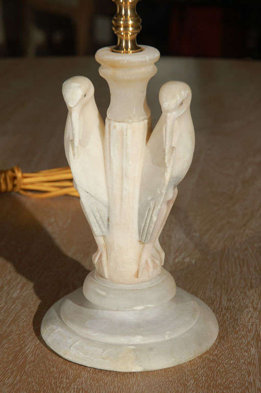 Diminutive Alabaster Birds Table Lamp at 1stDibs