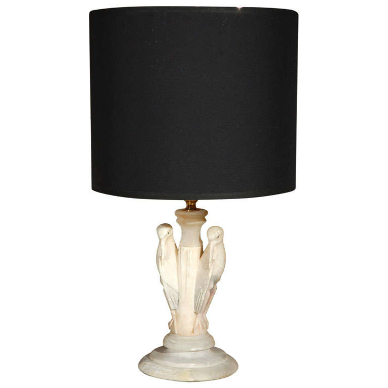 Diminutive Alabaster Birds Table Lamp at 1stDibs