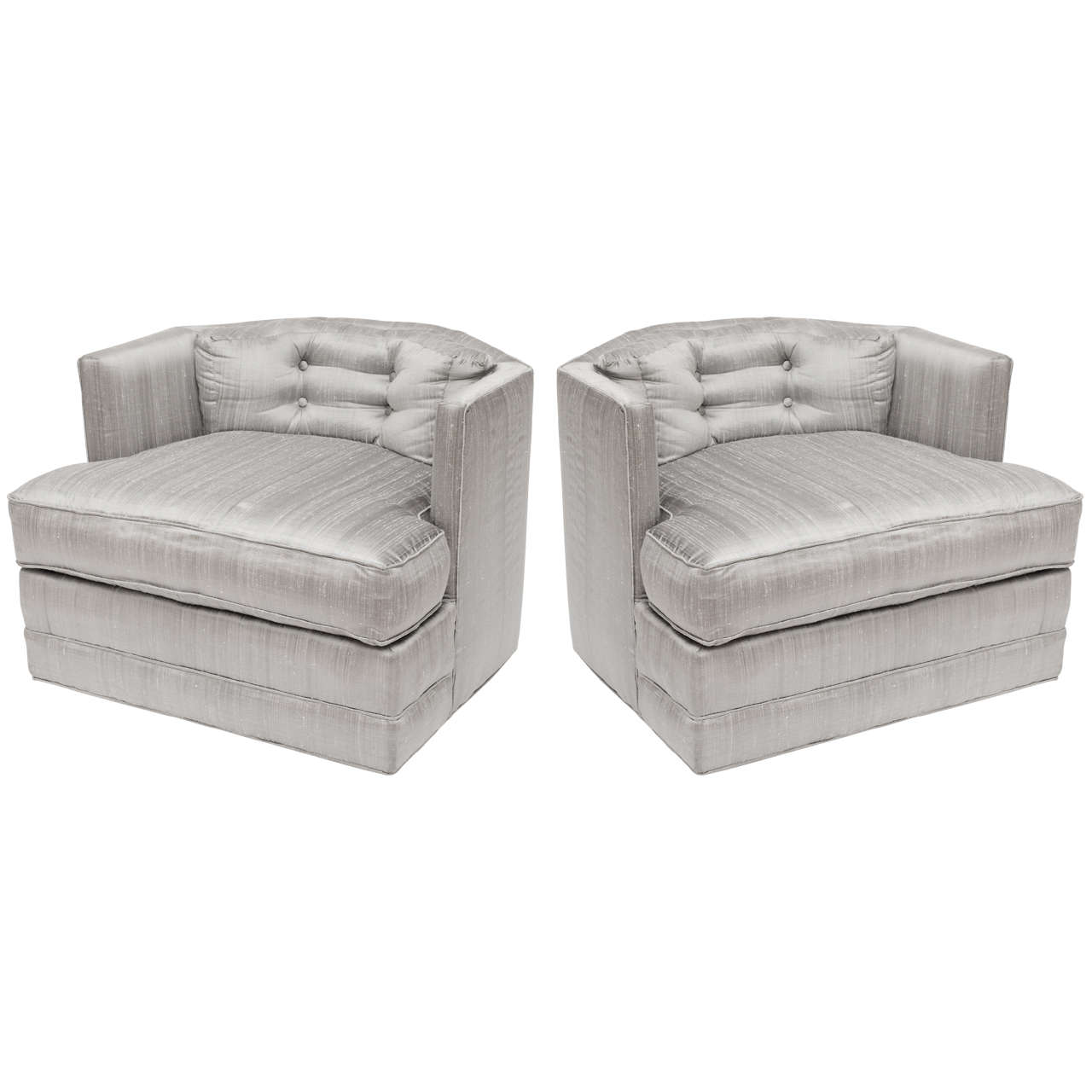 Milo Baughman Hexagonal Barrell Back Chairs in Dupioni Silk 1960s at ...