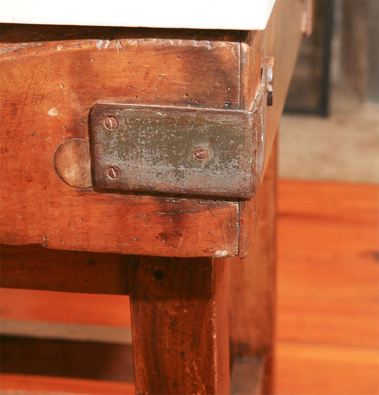 Original butcher block with marble top at 1stDibs