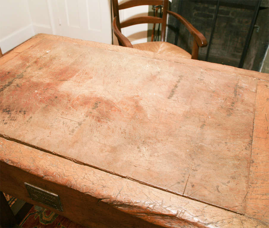 Original butcher block with marble top at 1stDibs