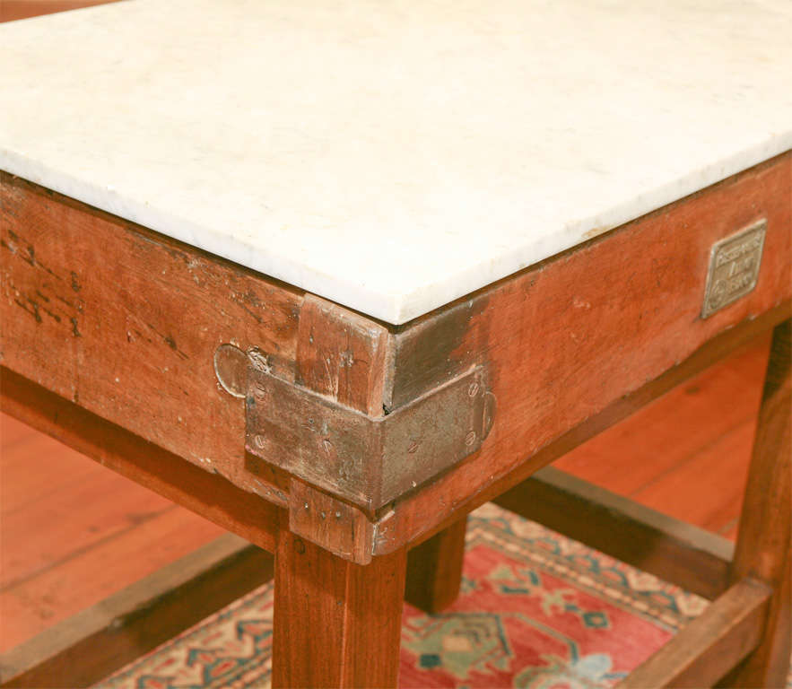Original butcher block with marble top at 1stDibs
