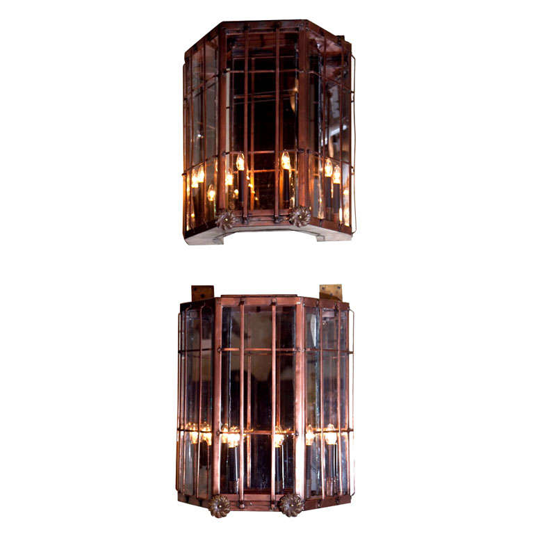 Monumental Pair of Copper Sconces For Sale at 1stDibs