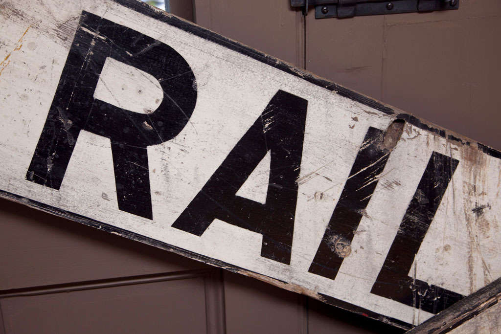 Big Old Wooden Railroad Sign, circa 1890's at 1stDibs