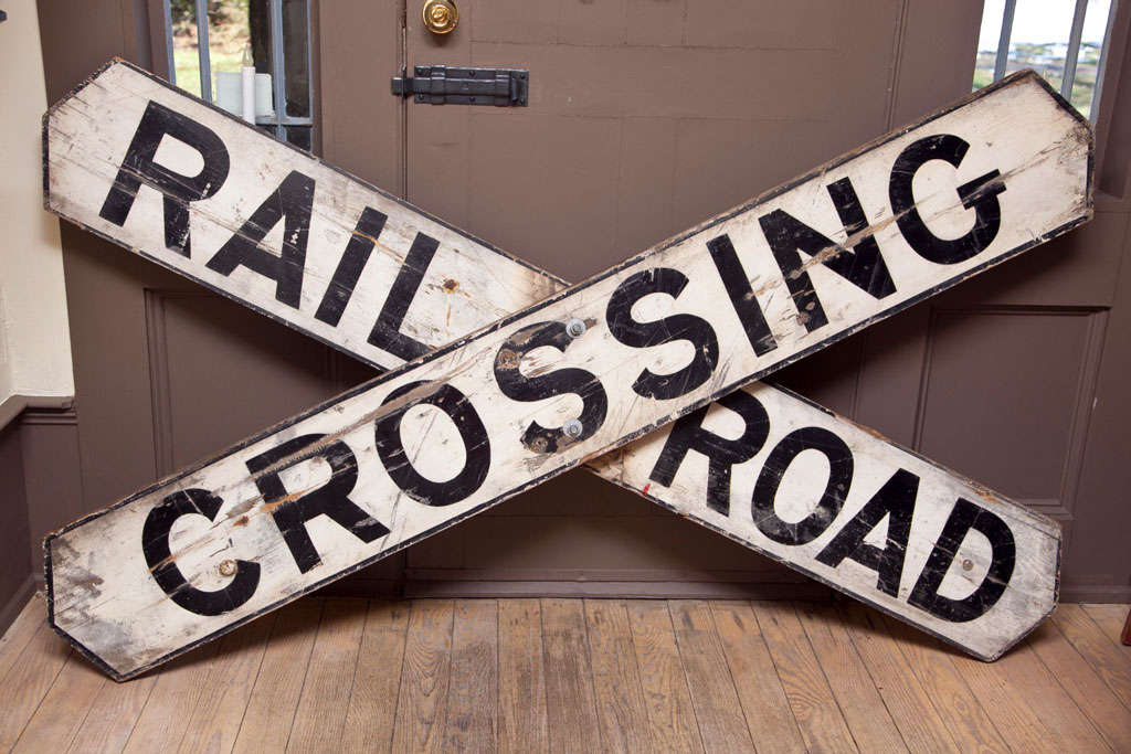 Big Old Wooden Railroad Sign, circa 1890's at 1stDibs