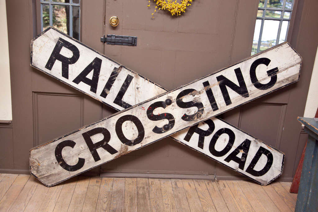 Big Old Wooden Railroad Sign, circa 1890's at 1stDibs