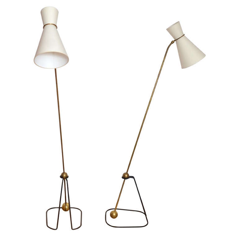 Pair of floor lamps model G2 by Pierre Guariche - Pierre Disderot ...