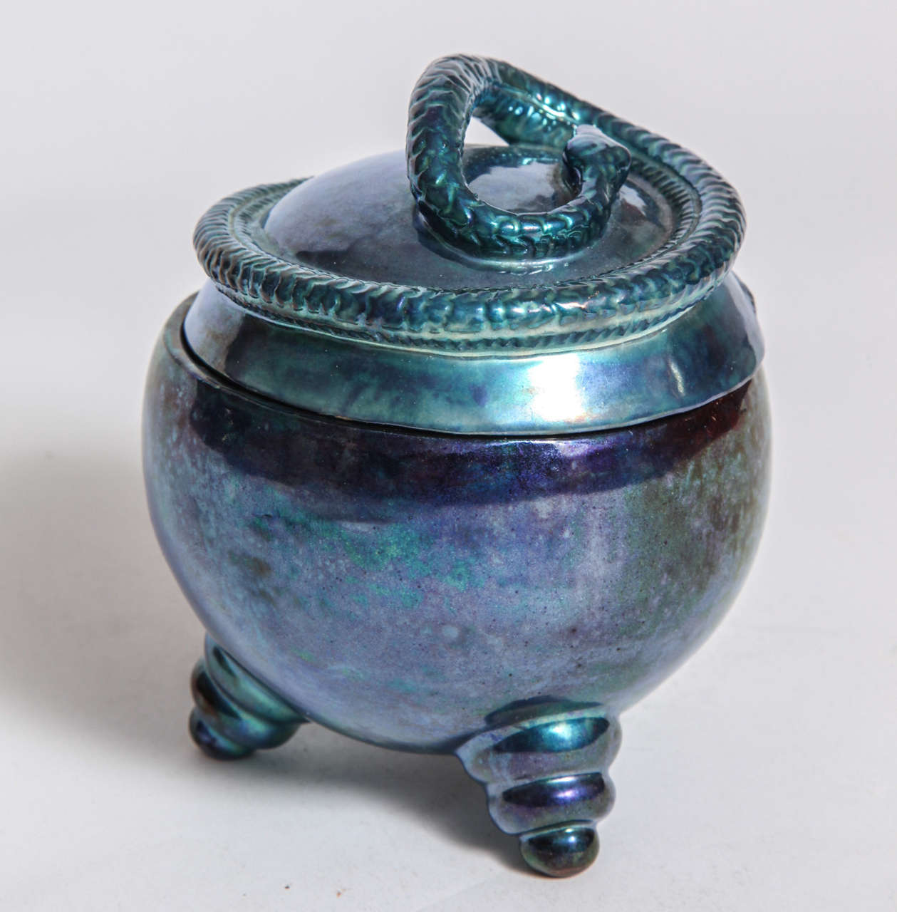 Zsolnay Secessionist Eosin Earthenware Snake Box, circa 1906 at 1stDibs