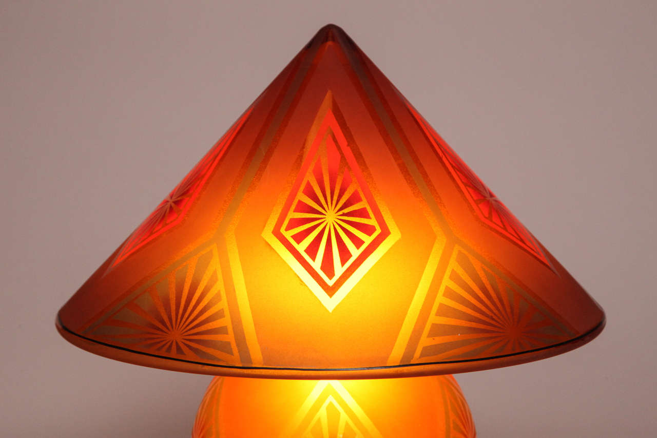 Bellova Glass Art Deco Table Lamp, circa 1925, Czechoslovakia For Sale ...