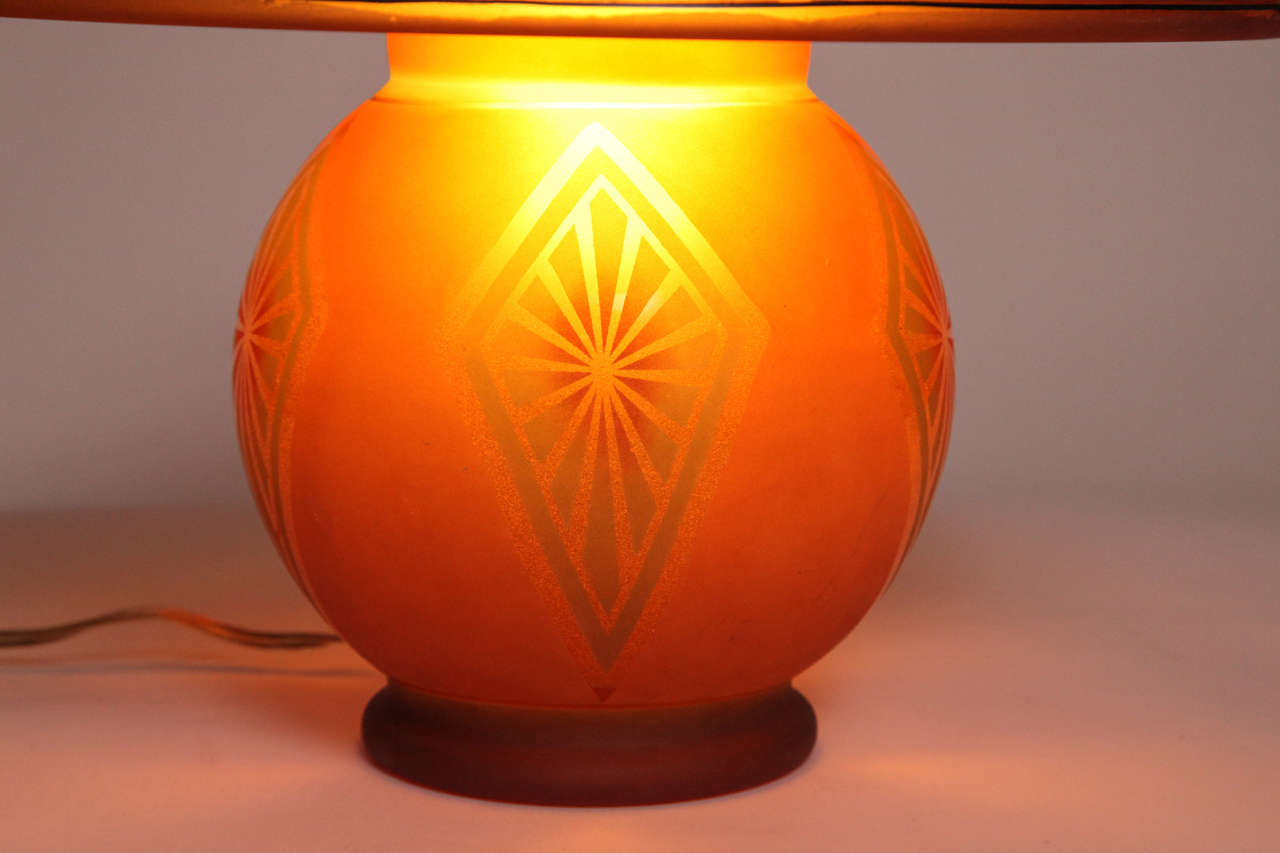 Bellova Glass Art Deco Table Lamp, circa 1925, Czechoslovakia For Sale ...