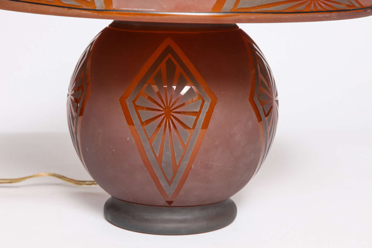 Bellova Glass Art Deco Table Lamp, circa 1925, Czechoslovakia For Sale ...