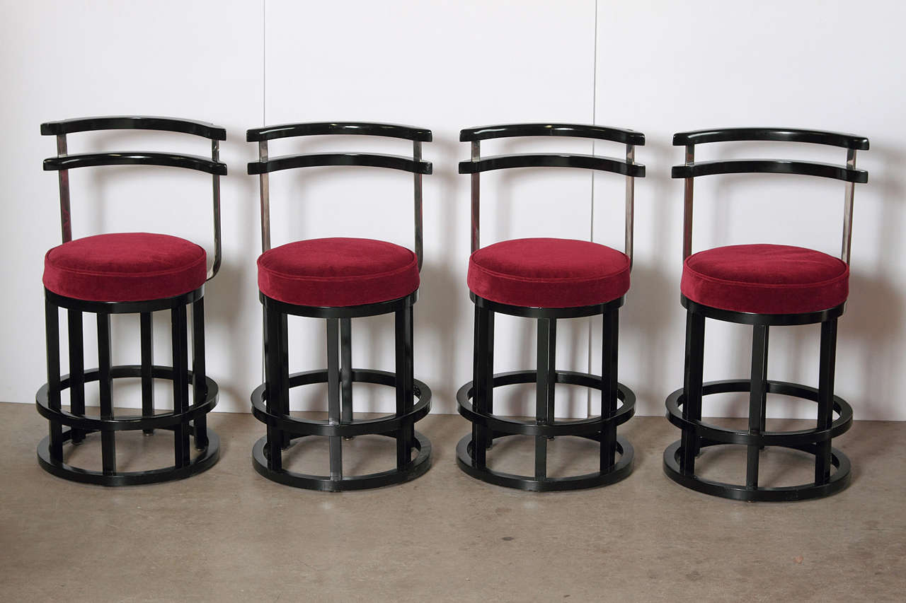Machine Age Design Set of Four Stools, in the Manner of McKay, Art Deco ...