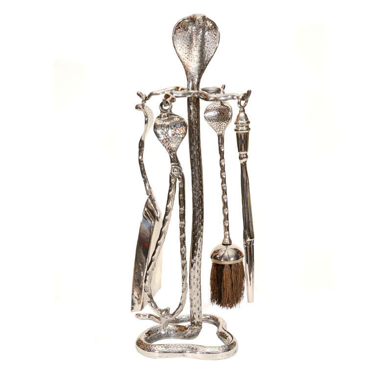 French Art Deco Cobra Motif Fireplace Tools at 1stDibs | art deco fireplace tools