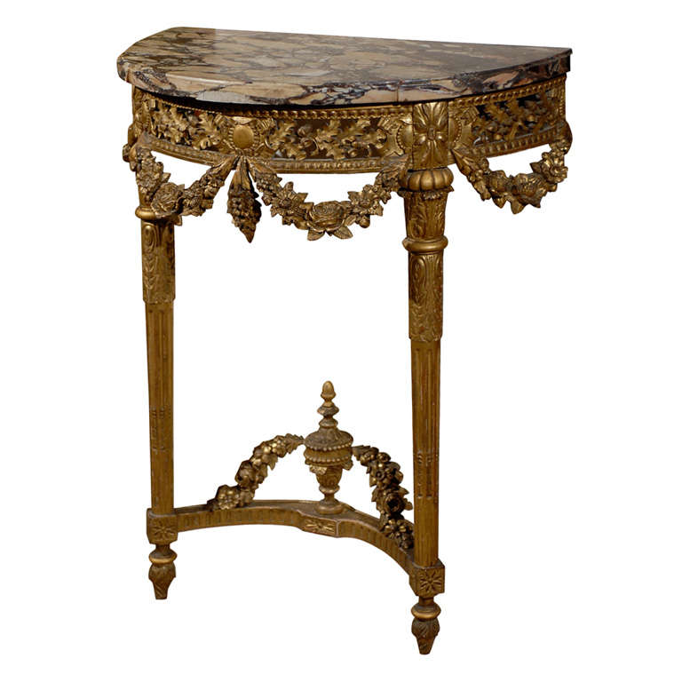Petite Louis XVI Style Gilt-Wood Console Table at 1stDibs