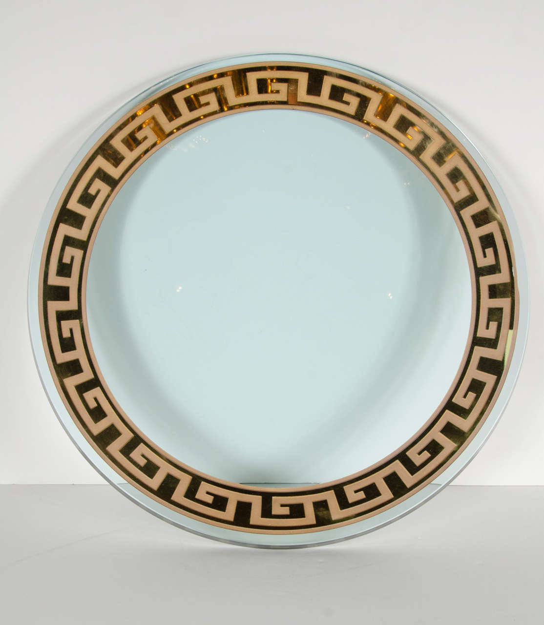 Impressive Signed Art Glass centerpiece Bowl with 24K Gold Greek Key ...