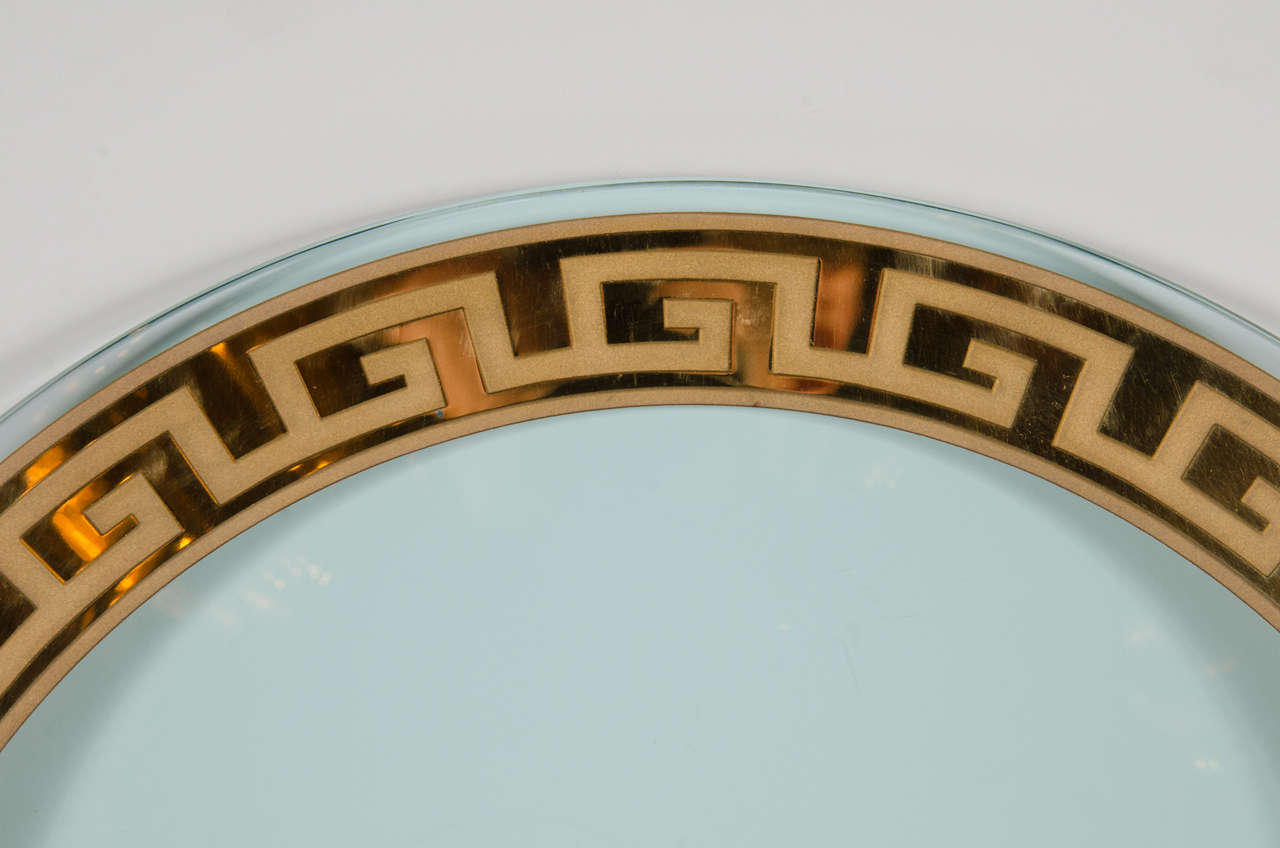 Impressive Signed Art Glass centerpiece Bowl with 24K Gold Greek Key ...