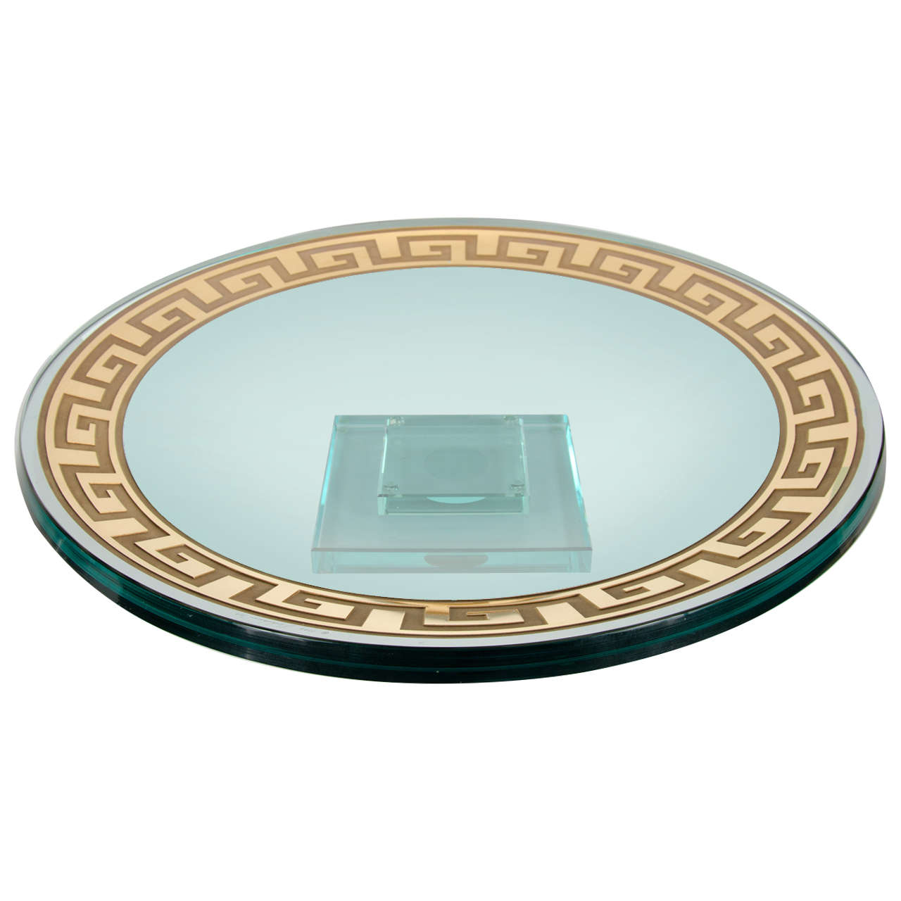 Impressive Signed Art Glass centerpiece Bowl with 24K Gold Greek Key ...