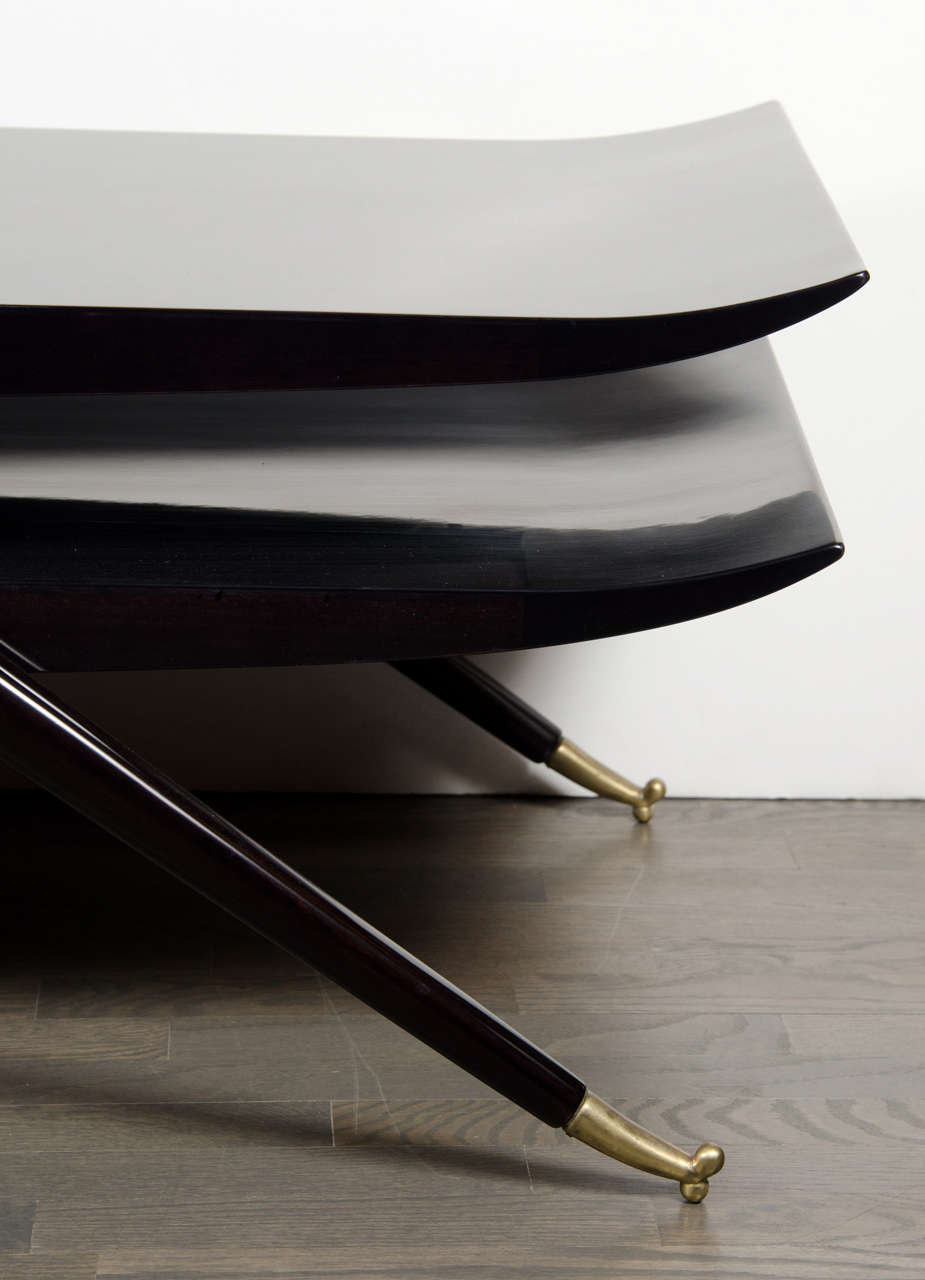 Modernist Two-Tiered Pagoda Style Cocktail Table in the Manner of Gio ...