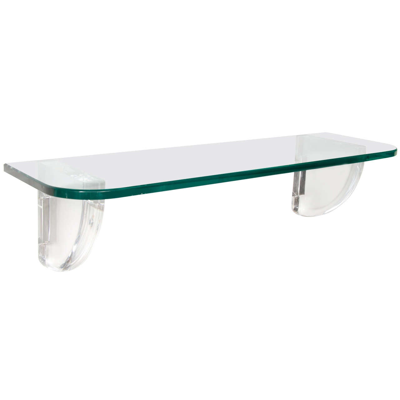 Modernist Wall Shelf with Lucite Supports in the Manner of Karl ...