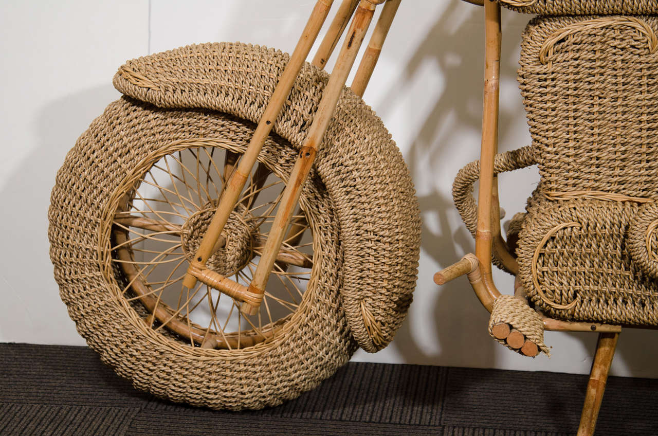 Midcentury Wicker and Bamboo Full-Size Replica of a Harley Davidson ...
