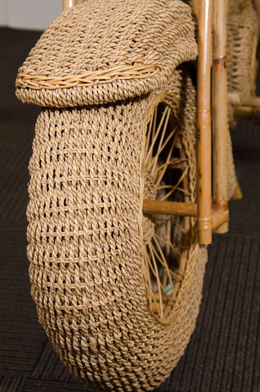 Midcentury Wicker and Bamboo Full-Size Replica of a Harley Davidson ...