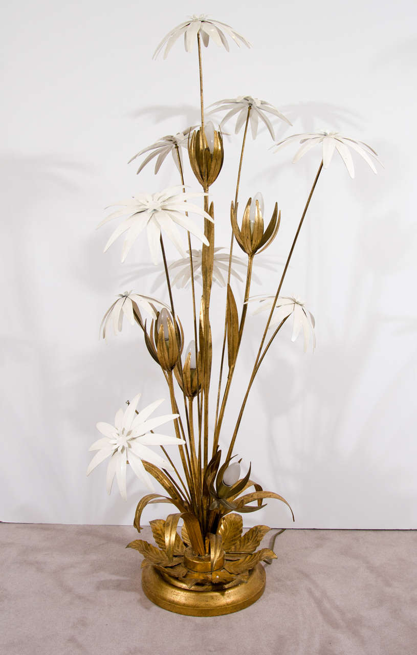 French Tole Sculptural Flower Form Floor Lamp at 1stDibs