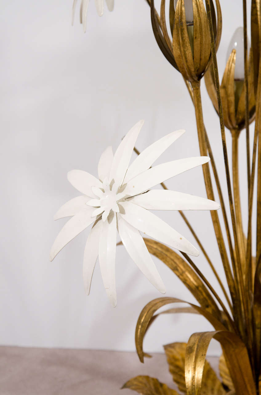 French Tole Sculptural Flower Form Floor Lamp at 1stDibs