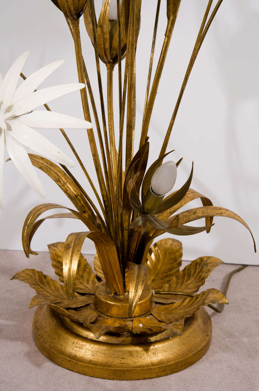 French Tole Sculptural Flower Form Floor Lamp at 1stDibs
