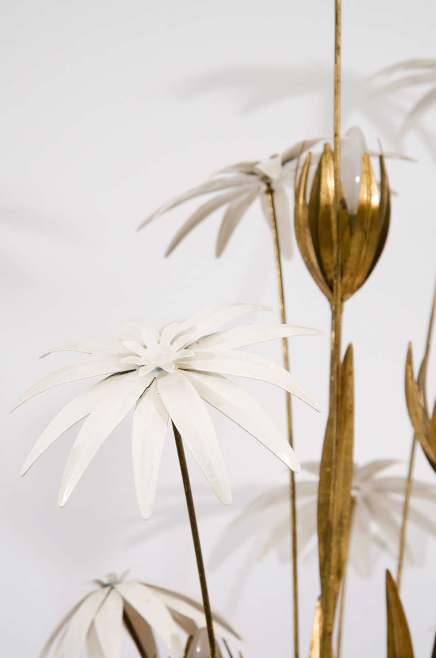 French Tole Sculptural Flower Form Floor Lamp at 1stDibs